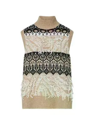 Liu Jo Vest Jacquard With Jewel Embroidery - Neutrals