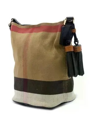 Burberry 2000-2017 Mini Mega Check Canvas Ashby Tassel Bucket Bag