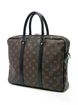 LOUIS VUITTON 2015 Monogram Macassar Porte Documents Jour Business Bag