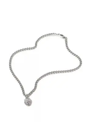 Guess Lion-pendant Curb-chain Necklace - Silver