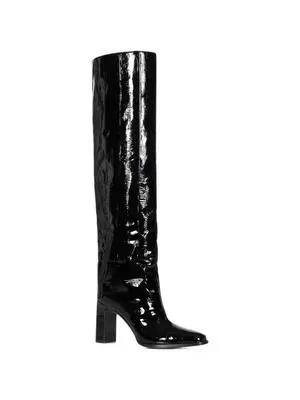 JIMMY CHOO Caly 85 Shiny Eel-embossed Leather Knee-high Boots