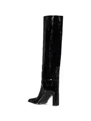JIMMY CHOO Caly 85 Shiny Eel-embossed Leather Knee-high Boots