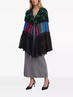 Borbonese Floral-applique Ruffled Shawl