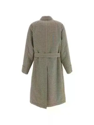 Plan C Check-pattern Double-breasted Coat - Brown