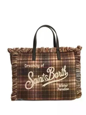MC2 SAINT BARTH Collete Check-pattern Frayed Tote Bag