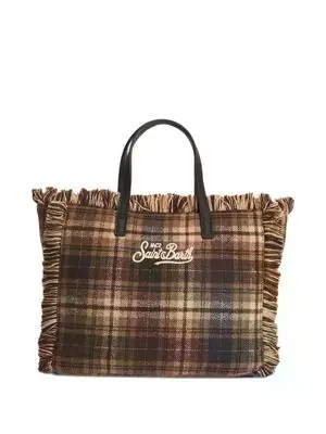 MC2 SAINT BARTH Collete Check-pattern Frayed Tote Bag