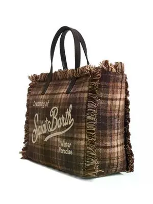 MC2 SAINT BARTH Collete Check-pattern Frayed Tote Bag