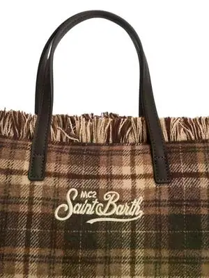 MC2 SAINT BARTH Collete Check-pattern Frayed Tote Bag