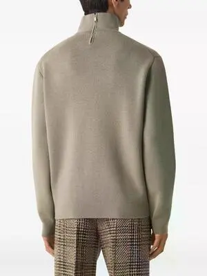 Zegna Taupe Wool And Canapa Yarn Turtleneck