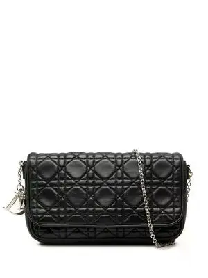 Dior 2011 Lambskin Cannage Lady Chain Crossbody Bag - Black