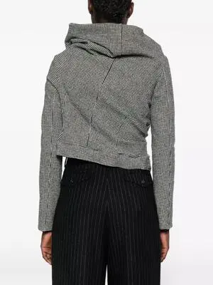 Junya Watanabe Houndstooth-pattern Draped-design Jacket - Black