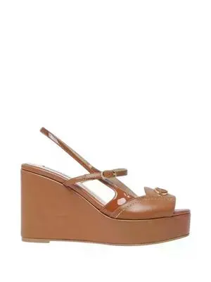 Liu Jo Leather And Patent-leather Slingback Wedges