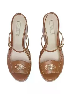 Liu Jo Leather And Patent-leather Slingback Wedges