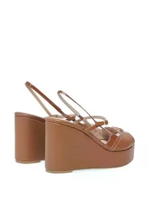 Liu Jo Leather And Patent-leather Slingback Wedges
