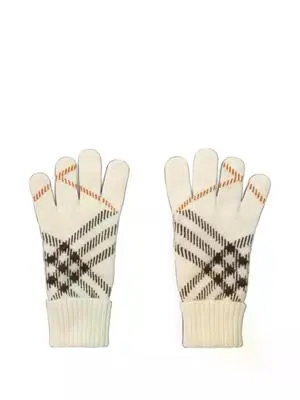 Burberry Check Cashmere Blend Gloves - Neutrals