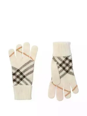 Burberry Check Cashmere Blend Gloves - Neutrals