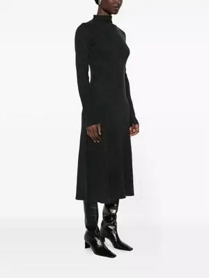 Eric Bompard Ribbed-knit High-neck Midi Dress