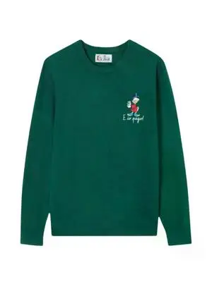 MC2 SAINT BARTH Heron Light-wool And Cashmere-blend Crew-neck With Scrooge Mcduck Embroidery | Special Edition Sweater - Green