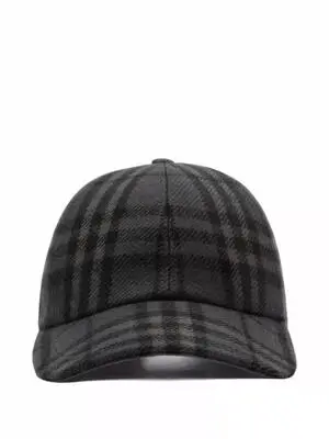 Burberry Check Wool Baseball Cap - Grey