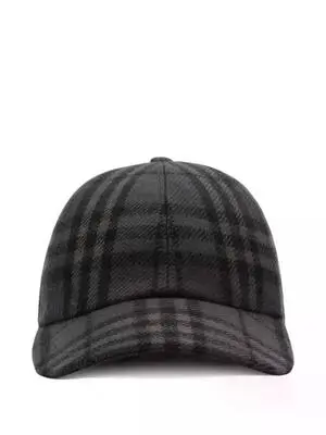 Burberry Check Wool Baseball Cap - Grey