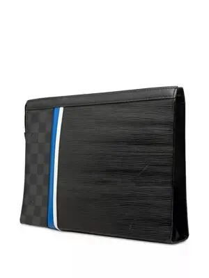 LOUIS VUITTON 2020 Epi And Damier Graphite Stripe Pochette Voyage Mm Clutch Bag