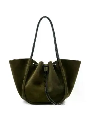 Proenza Schouler Large Ruched Tote In Suede And Braided Calf - Green