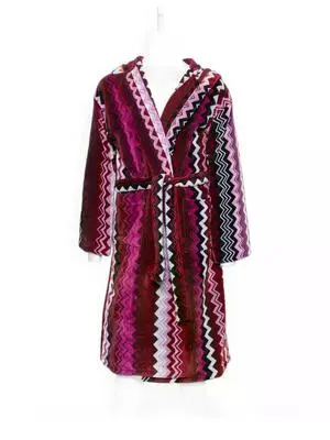 Missoni Zigzag-print Hooded Bathrobe Pink
