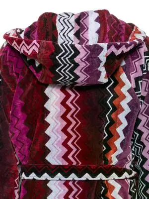 Missoni Zigzag-print Hooded Bathrobe - Pink
