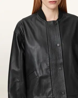 ALLSAINTS Sofi Leather Bomber Jacket - Black
