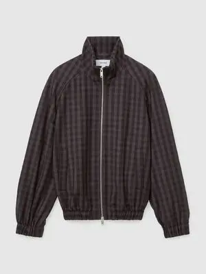 REISS Carla Wool Gingham-check Bomber Jacket