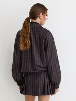 REISS Carla Wool Gingham-check Bomber Jacket