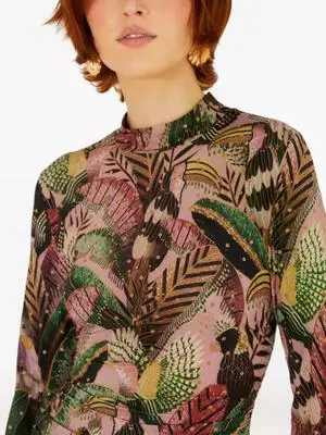 Farm Rio Artisanal Birds Ruched Blouse