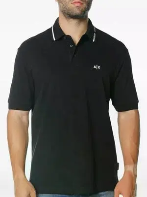 Armani Exchange Logo-embroidered Polo Shirt - Black