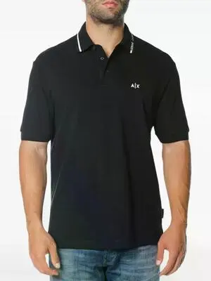 Armani Exchange Logo-embroidered Polo Shirt - Black