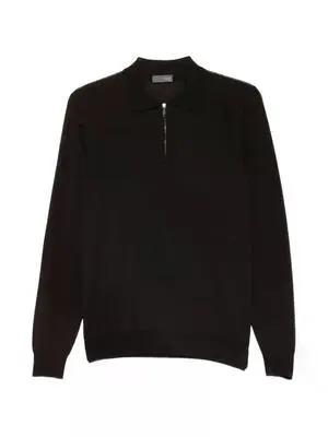 DRUMOHR Quarter-zip Polo-collar Sweater - Brown