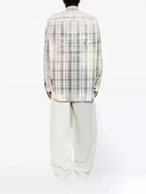 Mihara Yasuhiro Distressed-effect Checked-pattern Shirt
