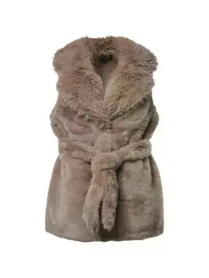 V°73 Faux-fur Belted Gilet - Brown
