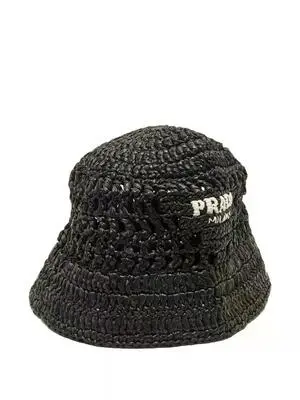 Prada Crochet Bucket Hat - Black