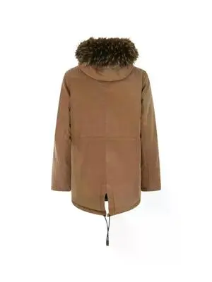 MC2 SAINT BARTH Beige Brenna Cotton-blend Waxed Parka With Faux-fur Hood - Brown