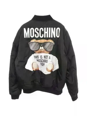 Moschino 2010s Teddy Bear Embroidered Bomber Jacket