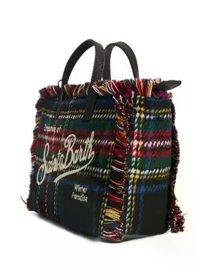 MC2 SAINT BARTH Vanity Mini Tartan Fringed Tote Bag