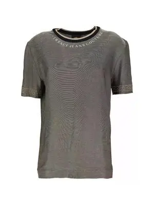 Versace Greca-trim Logo-print T-shirt - Grey