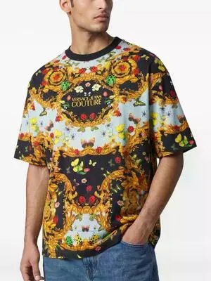 Versace Baroque-print Logo-print T-shirt