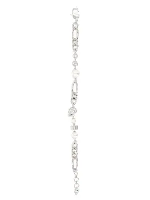 Alexander McQueen Bracciale A Catena Con Perle E Teschi - Silver