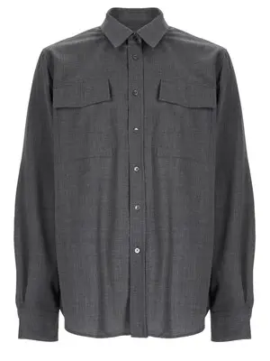 AMI Paris Camicia Classic Fit In Lana - Grey