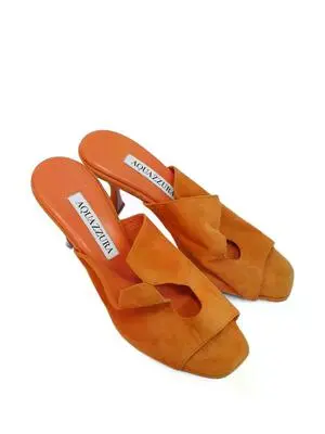 AQUAZZURA Cutout Suede Mules
