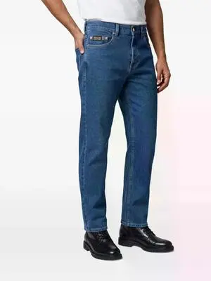Versace Logo-patch Straight-leg Jeans - Blue