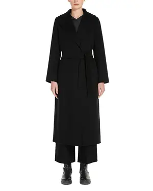 Max Mara Poldo Wool Belted Wrap Coat - Black