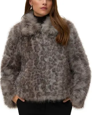 Vero Moda Lia Faux Fur Jacket - Medium Grey