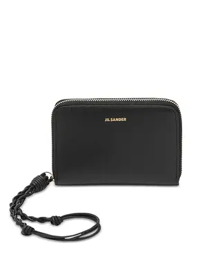 JIL SANDER Tangle Leather Wristlet Wallet